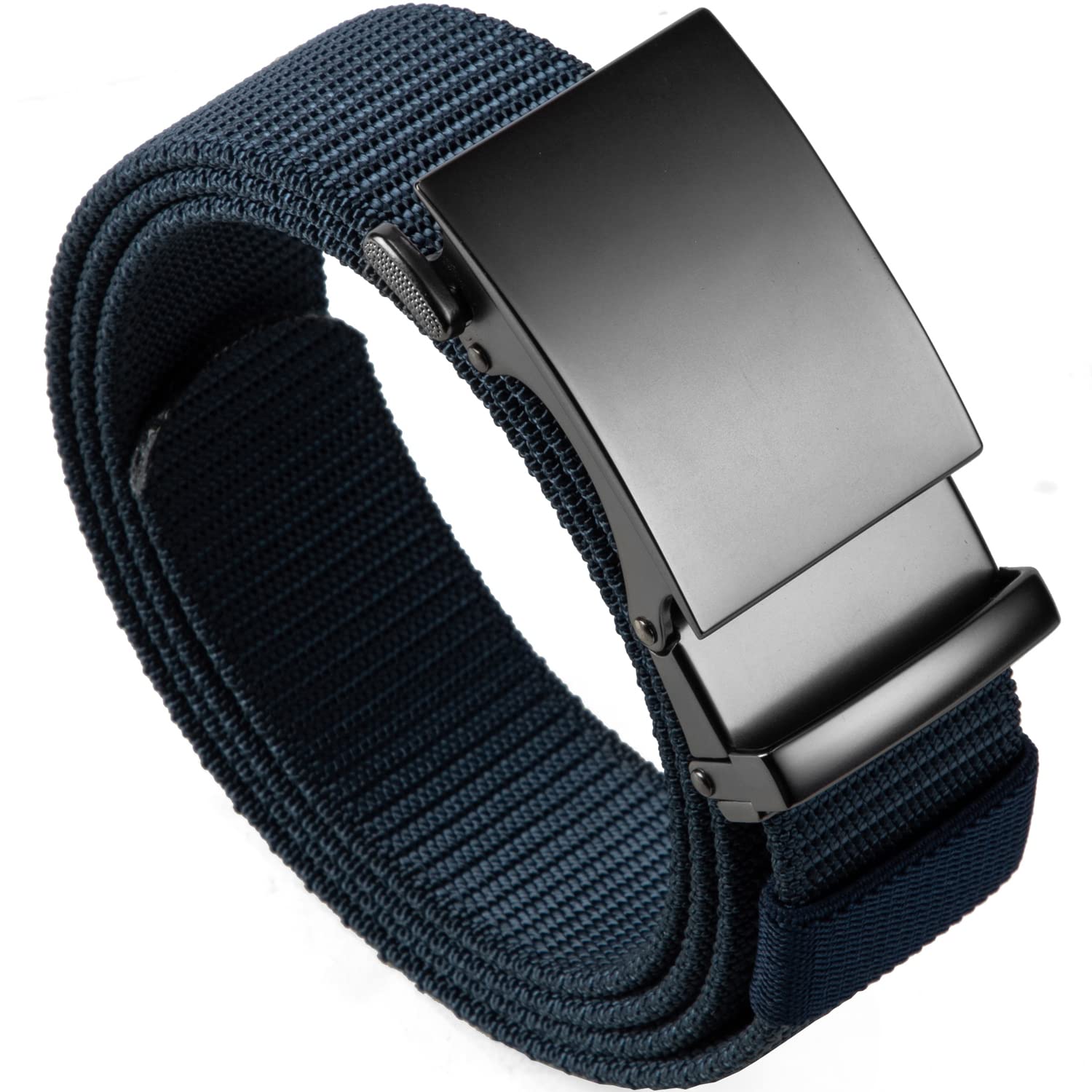 Drowsmen Mens belt, Elastic Stretch Golf ratchet Belt 1 3/8",2 Pack Nylon Belt,Casual nylon belt Adjustable Trim to Fit (Navy Blue Nylon belt, 38β-48β Waist Adjustable)