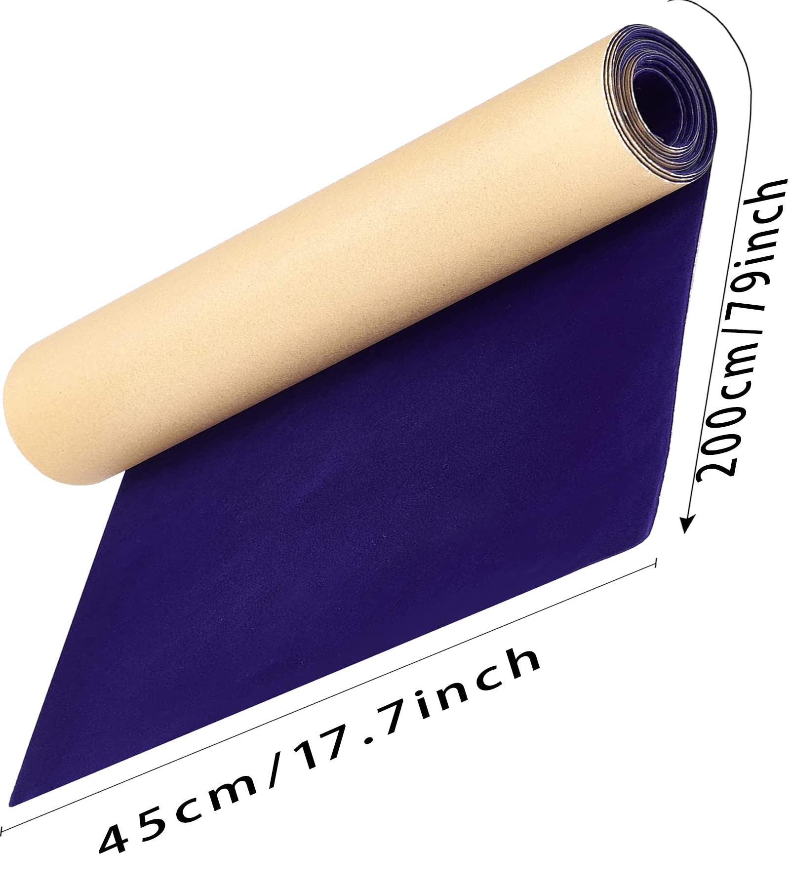 Self Adhesive Velvet Flocking Liner for Jewelry Drawe Self Adhesive Felt Fabric,DIY Craft Fabric Peel Stick17.78X78.8 Inch (Approx.45 x199 cm) (Blue)