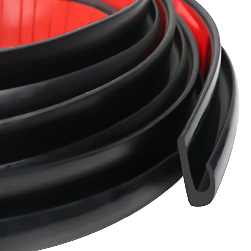Pluden RV Rain Gutter 1/2 ”Height, 26’Length Plastic Drip Rail PVC Rain Strip Roof Rain Diverter, Drip Rail Molding Adhesive Backing, Flexible J Shape RV Trim Molding for Car Van Door Motorhome