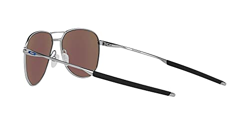Oakley Men's OO4147 Contrail Aviator Sunglasses, Satin Chrome/Prizm Sapphire, 57 mm
