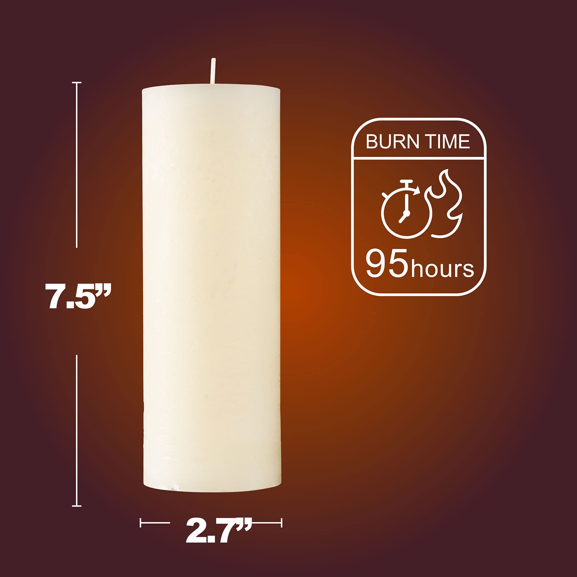 SPAAS Rustic Ivory Pillar Candles - 2.7" X 7.5" Decorative Candles Set of 4 - Clean Burning and Dripless Unscented Rustic Pillar Candles for Home Decorations, Party, Weddings, Spa, Restaurant
