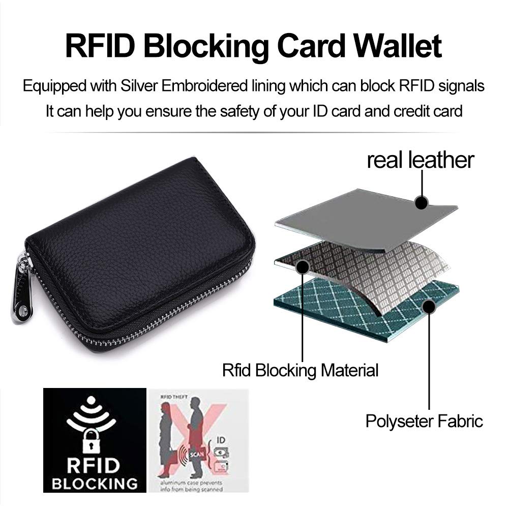 EASTNIGHTS Credit Card Wallet Leather RFID Blocking Credit Card Holder for Men or Women 14 Slots Compact Size (black)