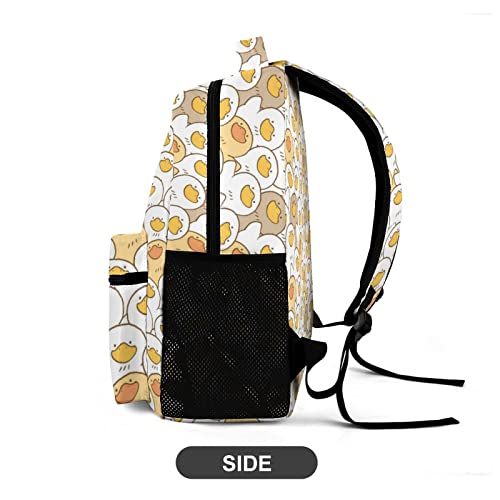 MINBHEBYUD Cute Cartoon Duck Prints Backpack, Lightweight Backpack Casual Daypack, Bookbag for Men Women