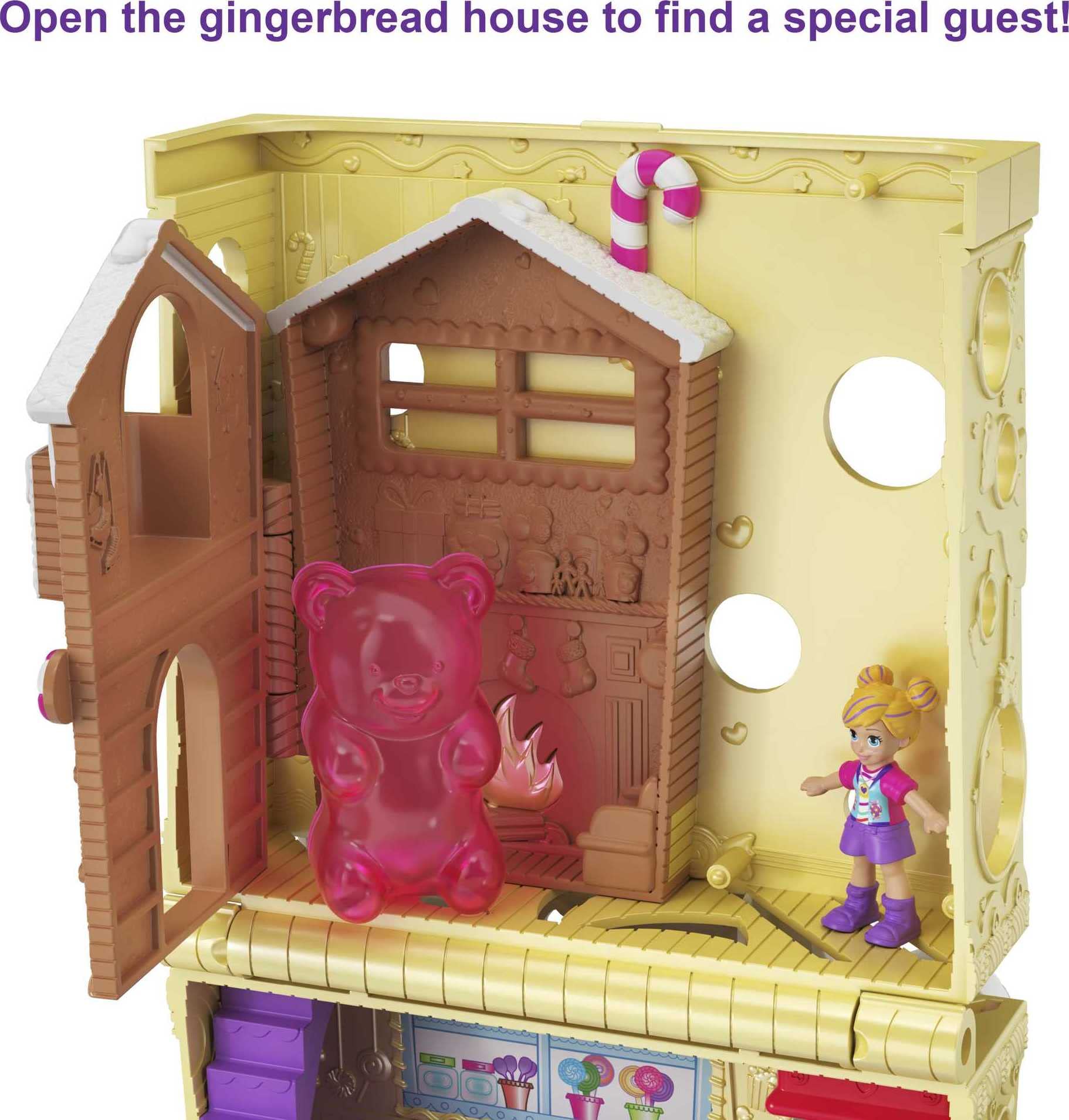 Polly Pocket Pollyville Candy Store with 4 Floors of Fun, Micro Polly & Lila Dolls, 1 Sticker Sheet and 5 Micro Accessories