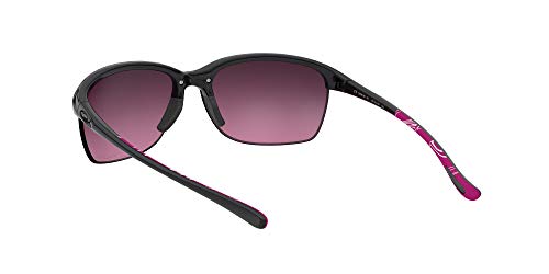 Oakley Women's OO9191 Unstoppable Rectangular Sunglasses, Polished Black/Rose Gradient Polarized, 65 mm