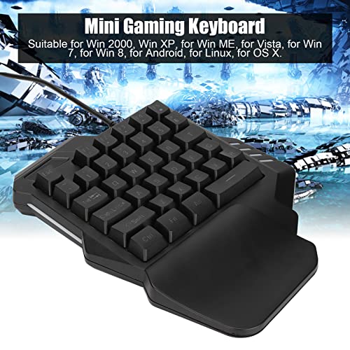 Goshyda Gaming Keyboard, Ergonomic 35 Keys One Handed LED Backlit Keypad, Suitable for Win 2000, Win XP, for Win ME, for Vista, for Win 7, for Win 8, for Android, for Linux, for OS X