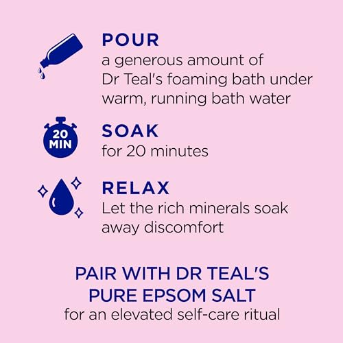 Dr Teal's Foaming Bath with Pure Epsom Salt Menstrual Relief with Herbal Plant Complex & Essential Oils 34 fl oz (Pack of 4) (Packaging May Vary)