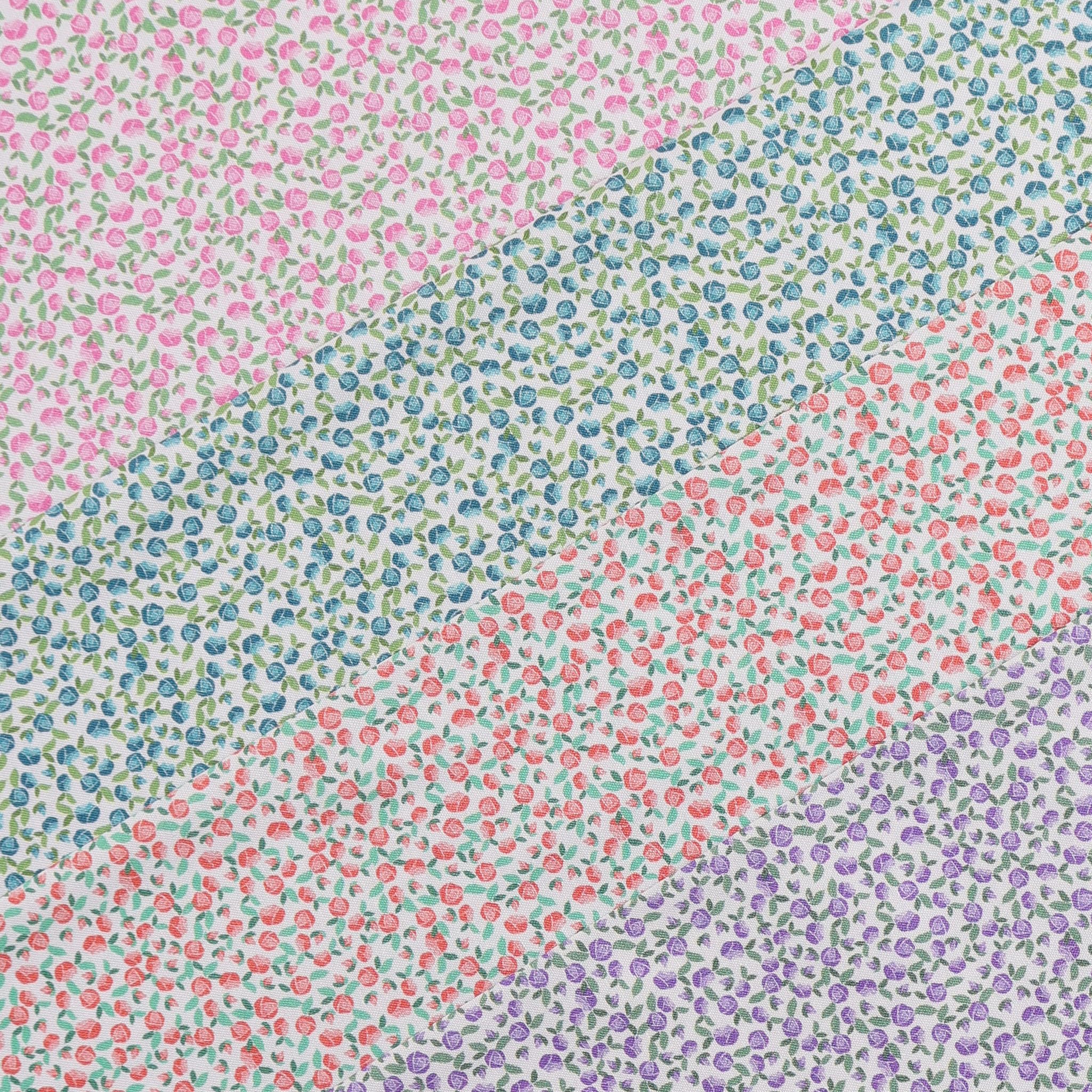 Mook Fabrics Cotton Calico Flowers, Coral Cut by The yard