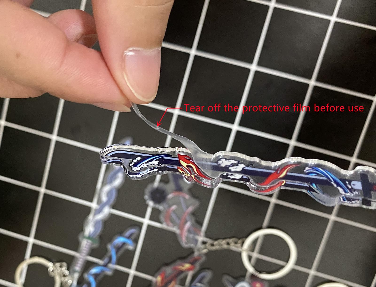 FSRONGXI Anime Keychains, 12Pcs Acrylic Anime keychain, Mini katana Sword Key chain Anime Stuff Accessories Gifts
