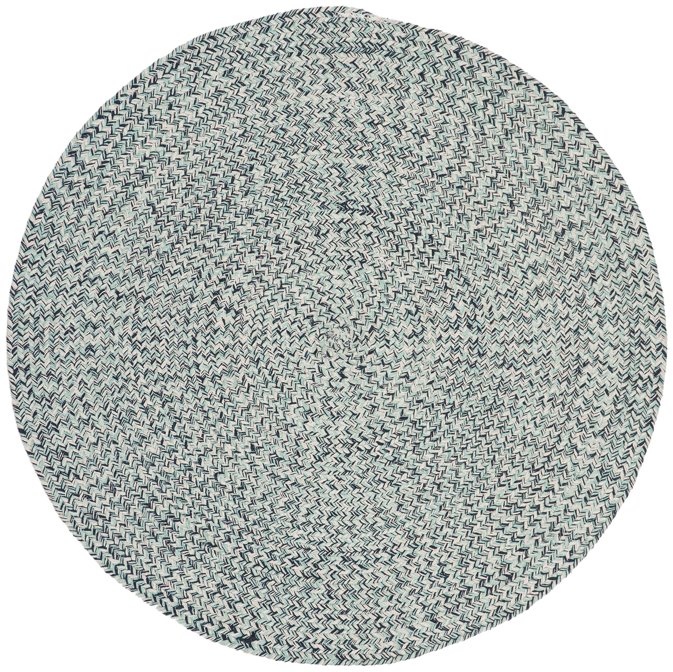 SAFAVIEH Braided Collection 6' Round Aqua / Ivory BRD701J Handmade Country Cottage Reversible Cotton Area Rug