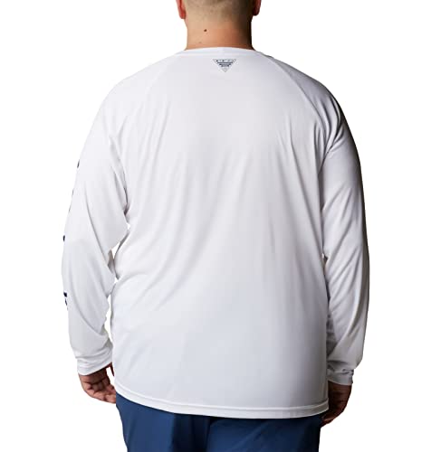 Columbia Men's Terminal Tackle Long Sleeve Fishing Shirt, White/Nightshade Logo, Medium