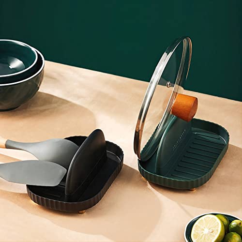 Suugly Utensil Rest Holder for Kitchen Counter Spoon Rest Cooking Ladle Spatula Lid Holder Kitchen and Grill Utensil Organizer for Countertop Stove Top (White)