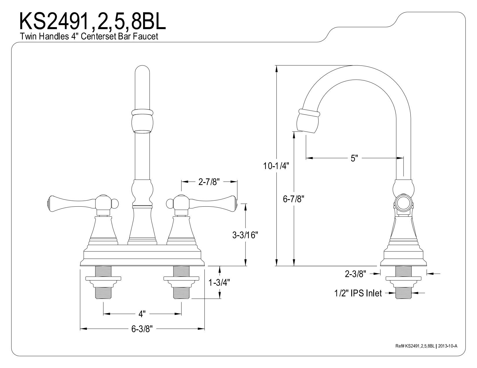 Kingston Brass KS2491BL Victorian Bar Faucet, Polished Chrome