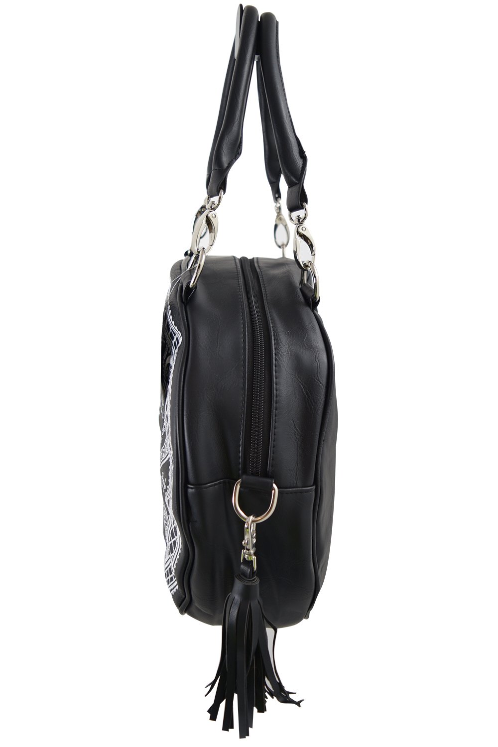 Restyle Gothic Occult Henna Round Bag Black Faux Leather Moon Handbag
