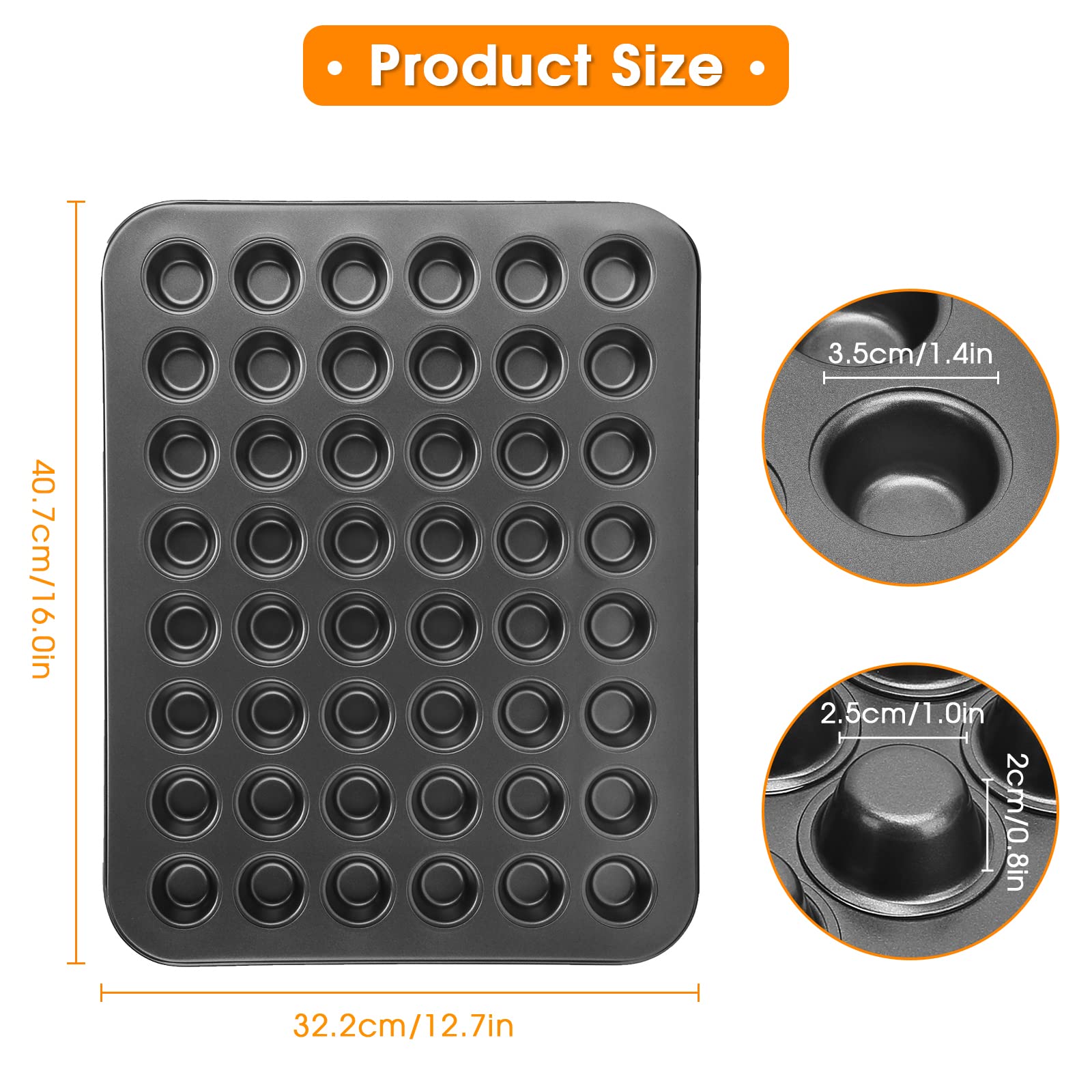 Estink 48‑Cup Cupcake Pan, NonStick Mini 48 Cups Muffin Baking Pan Round Cupcake Pan Tray Baking Mould for Oven Baking Bakeware Cooking Accessory, Grey