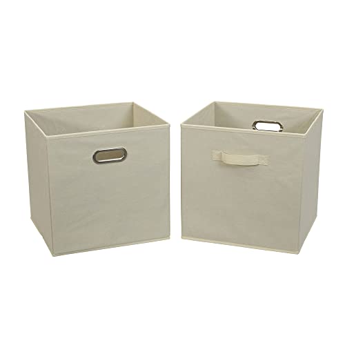 Household Essentials, Natural 2 Pack Open Storage Bins with Dual Handles, 13 x 12 x 13