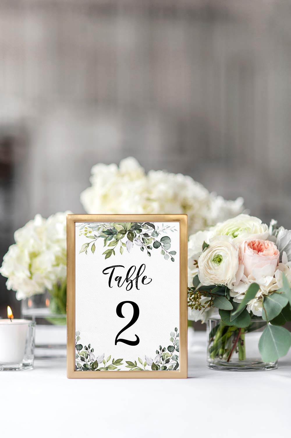 Printed Party Table Card Numbers Set, 1-25 and Head Table Card, Greenery