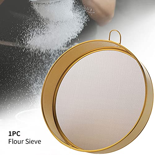 Flour Sieve, Sieve Fine Mesh Kitchen Home Stainless Steel With 80 Mesh Flour Sieve Durable Professional Round(Silver)