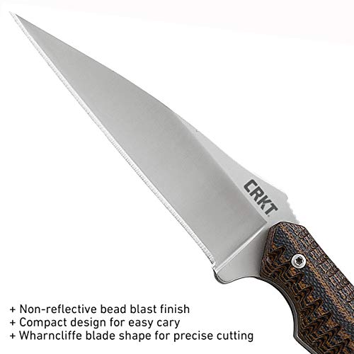 CRKT S.P.E.W. EDC Fixed Blade Knife with Sheath: Compact Utility Neck Knife, Bead Blast Blade, Textured G10 Handle, Nylon Sheath, Belt Loop 2388