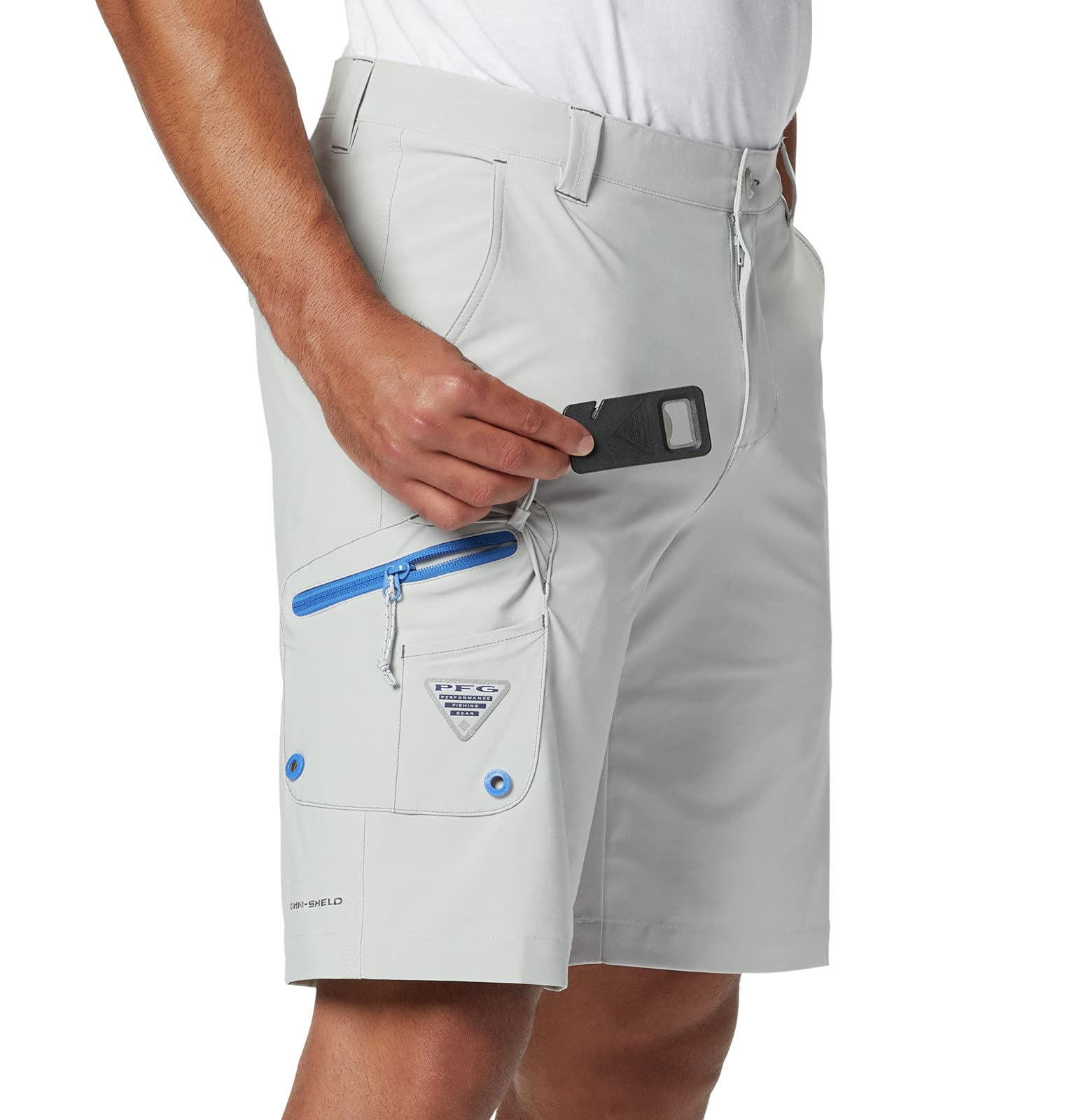 Columbia Men's Terminal Tackle Short, Cool Grey/Vivid Blue, 36