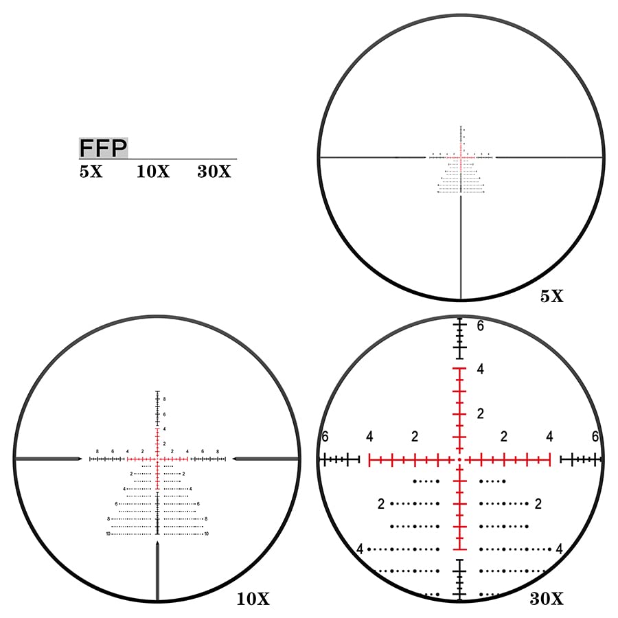 DISCOVERYOPT HD 5-30x56 FFP First Focal Plane (FFP) Rifle Scope with Red Illuminated Reticle and Parallax Adjustment High Definition Hunting Scope