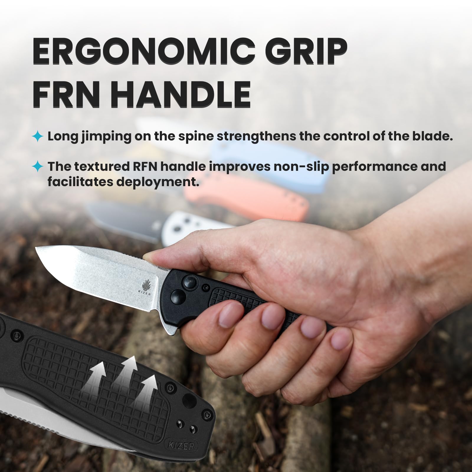 Kizer Amicus Pocket Knife, 2.95β Satin Nitro V Steel Blade EDC Knife, FRN Handle Camping Folding Knife with Reversible Deep Carry Clip, Cool Knife for Men Women Gift L3002M4