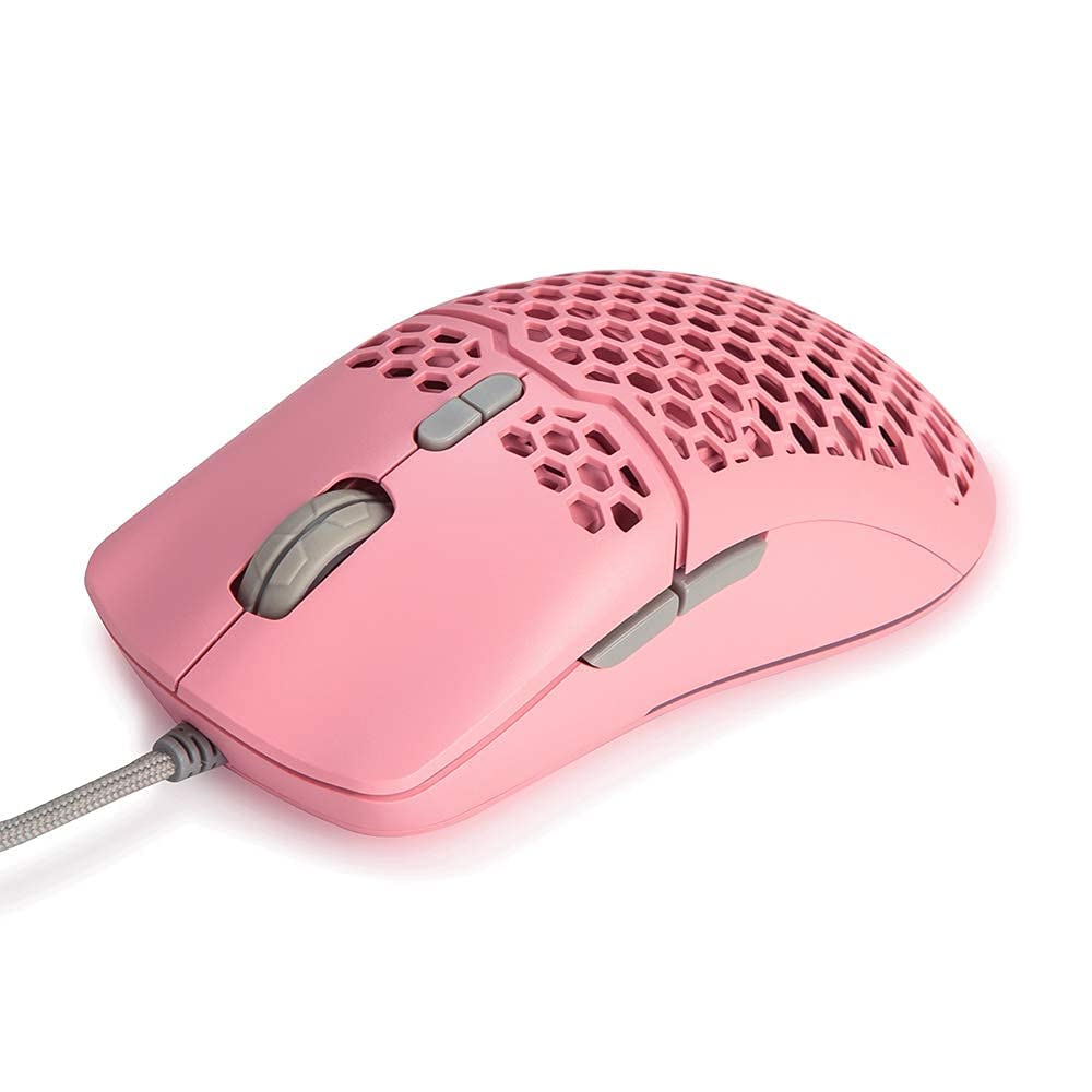 DeLUX 67G (2.36oz) Wired Lightweight Gaming Mouse with 7200DPI, RGB Backlit and 7 Programmable Buttons, Honeycomb Shell Gaming Optical Mouse for PC Computer Laptop(M700BU(A725)(Pink))