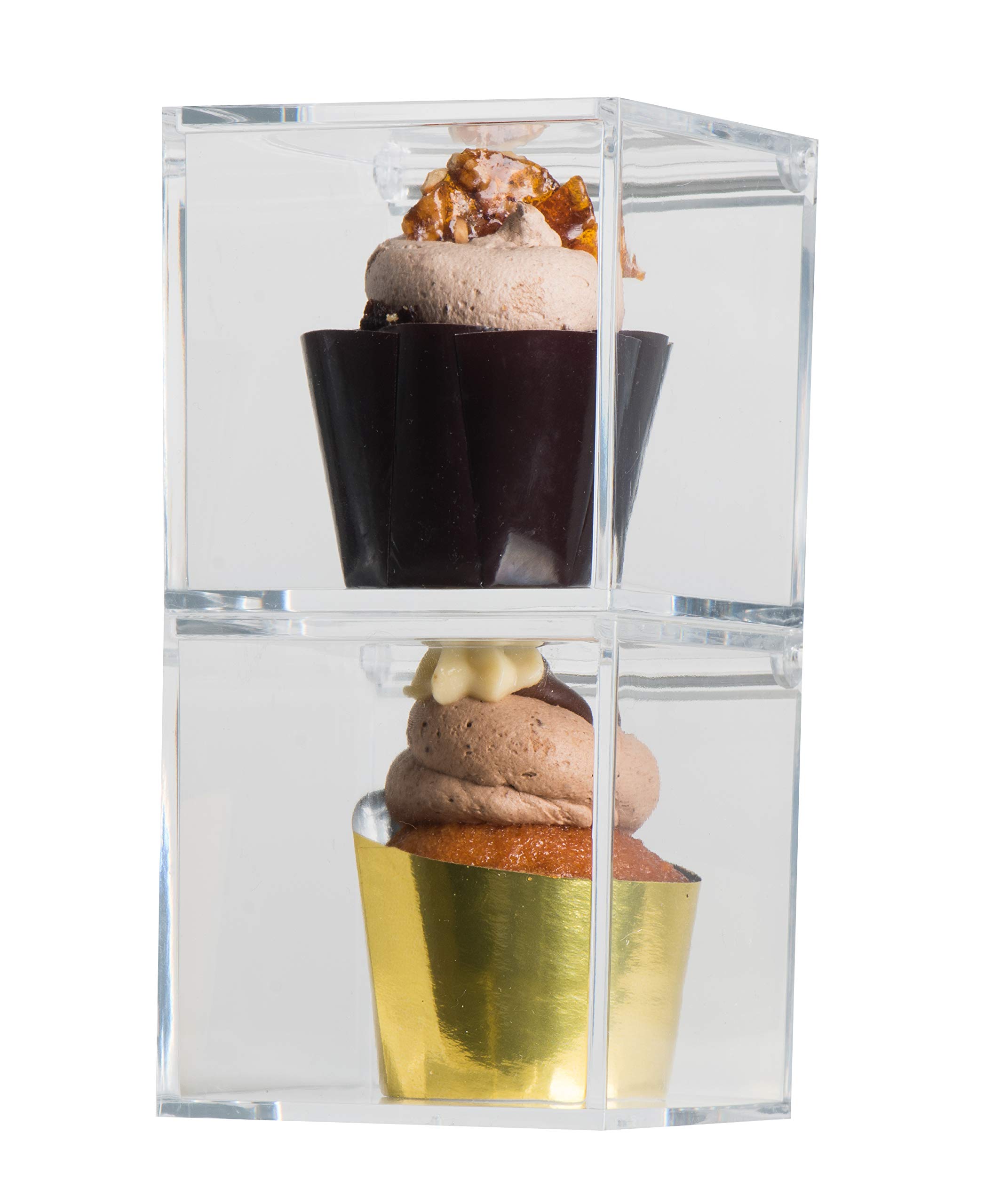 Hammont Acrylic Boxes - Clear Cubes (4 Pack) 3.15x3.15x3.15 | Small Lucite Boxes with Hinged Lids, for Displays, Gifts, Weddings, Jewlery, Parties, Candies & Supplies, Plastic Storage Containers