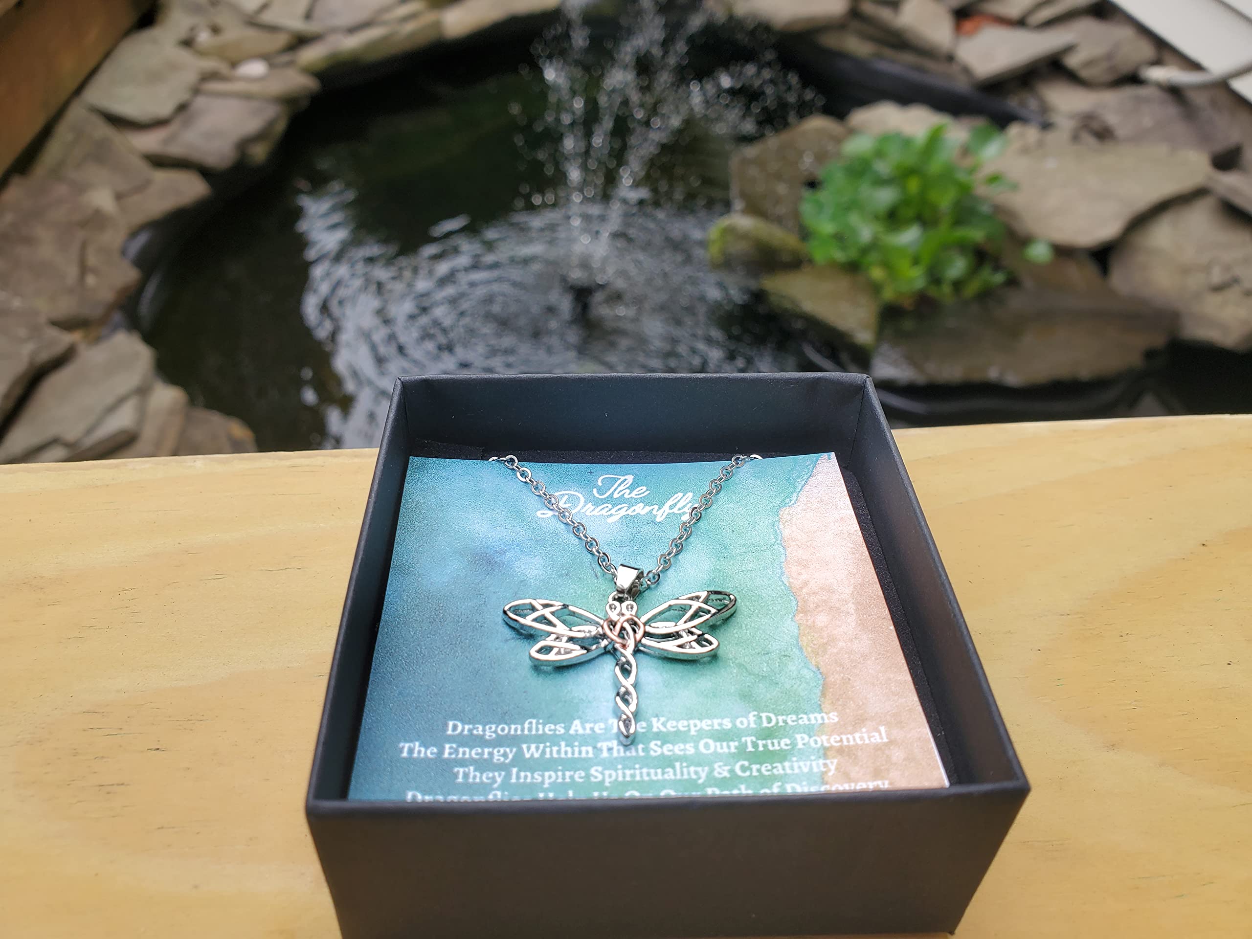 Dragonfly Necklace in Gift Box with Message Card - Silver Dragonfly Pendant Jewelry is the Perfect Keepsake Gift for Love and Inspiration