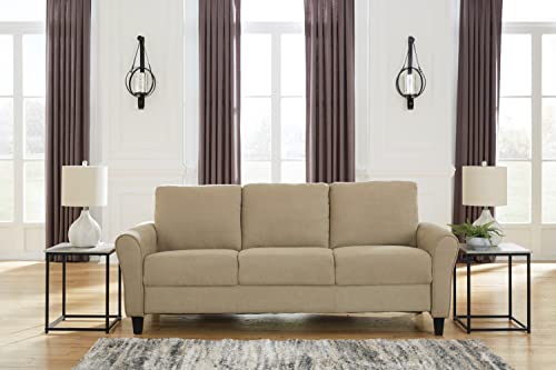 Signature Design by Ashley Darlow Modern Faux Leather RTA Sofa with Bolster Pillows, Brown