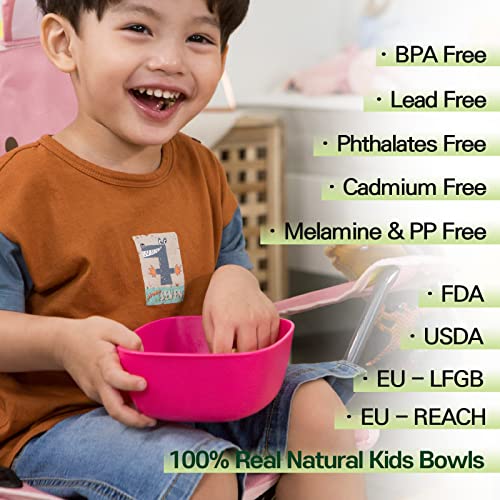 Sugarcane Kids Bowls 5Pack (27oz) - Natural Plastic Dishes for Toddler to Big Kids - Fried Rice & Noodles β Microwaves & Dishwasher Safe β BPA Free, Unbreakable, Reusable - Multi
