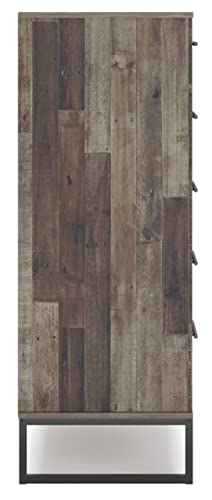 Signature Design by Ashley Neilsville Industrial 5 Drawer Chest of Drawers with Smooth-Gliding Drawers and Safety Stop, Gray