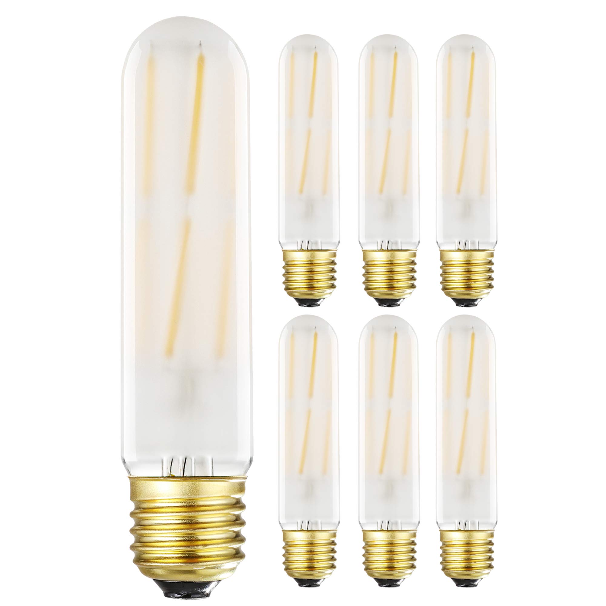 Dimmable T10 LED Bulbs 3000K Soft White,8W Edison Frosted Tubular Filament LED Light Bulbs, 60-75 Watt Equivalent,800Lm, E26 Medium Base Lamp Bulb for Desk Lamp, Pendant Lights,Pack of 6.