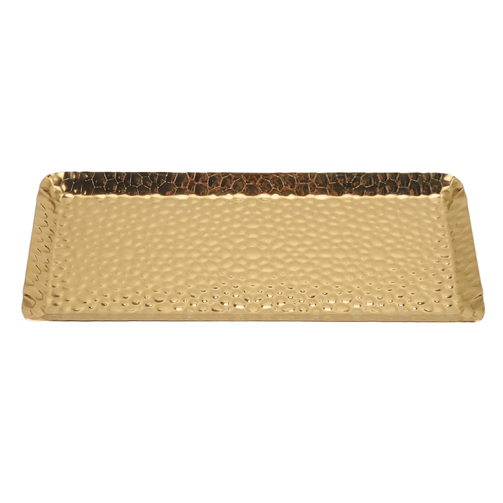 Fdit 25x11cm Towel Hammering Trays,Stainless Steel Multipurpose Dishwasher Safe Dessert Tray That Suitable for Family Restaurant Use (Gold)