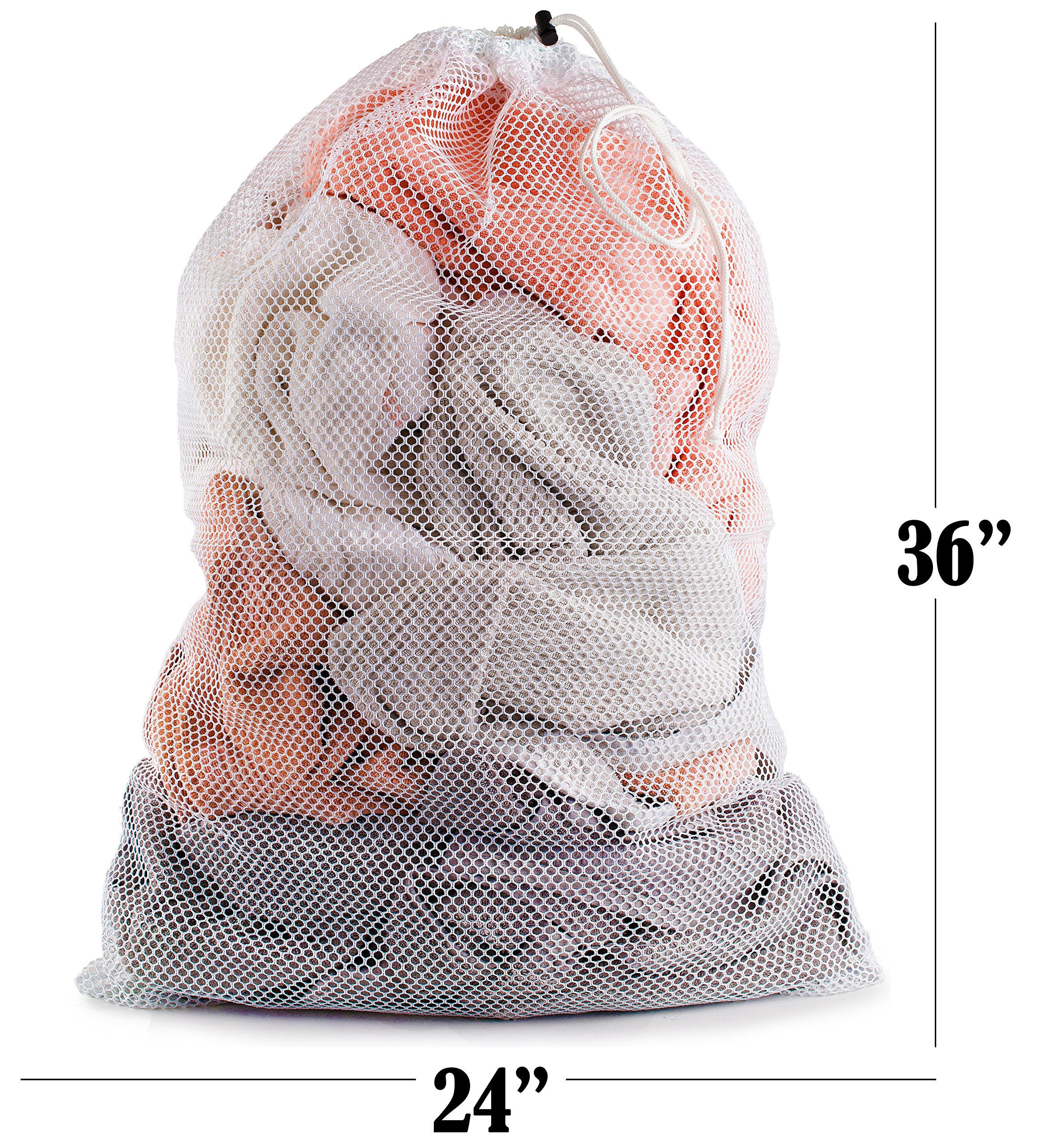 Handy Laundry Commercial Mesh Bag - Sturdy Material with Drawstring Closure. Ideal Machine Washable Mesh Laundry Bag for Factories, College, Dorm and Apartment Dwellers. (24" x 36" | White | 2-Pack)