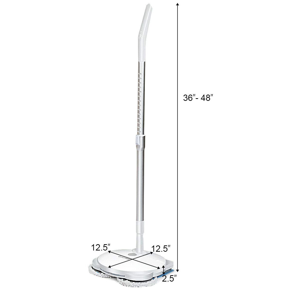 COSTWAY Cordless Electric Spin Mop, Spray Wireless Dual- Head Mop with LED Light, Adjustable Telescopic Rod Height & Angle, Rechargeable Quiet Powerful Cleaner Spin Mop Polisher and Scrubber