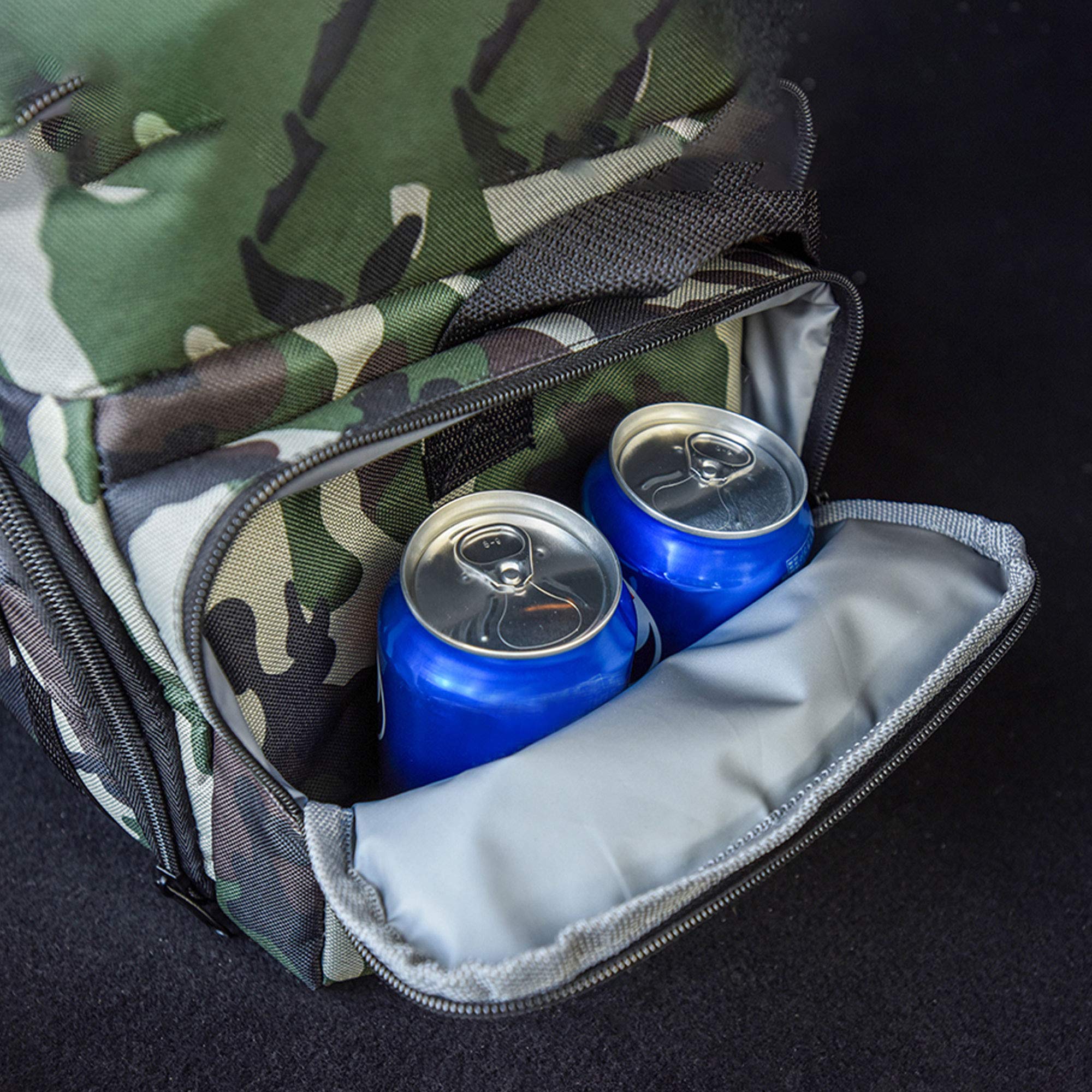 FH Group E-Z Travel™ Lined Print Lunch Cooler Bag - Reusable Lunch Box for Work, Picnics, and Camping Dark