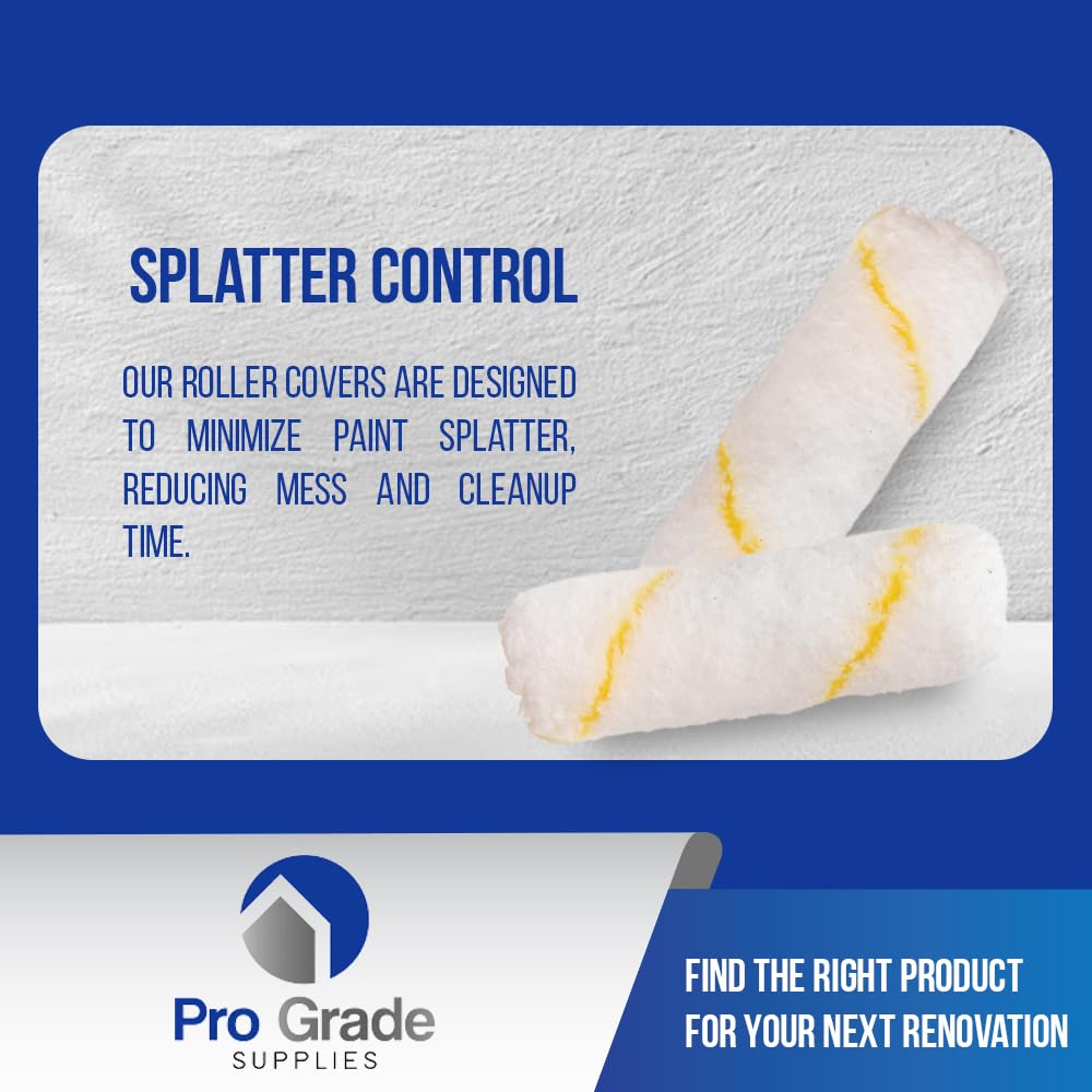 Pro Grade Paint Roller Cover Set,Wall Painting Roller Naps for Professional or Home Owners with All Paints and Stains. Paint Roller Covers are for House or Commercial Use. (4" Mini 25Ea)