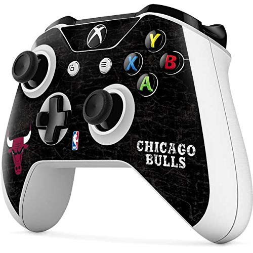 Skinit Decal Gaming Skin Compatible with Xbox One S Controller - Officially Licensed NBA Chicago Bulls Black Distressed Design