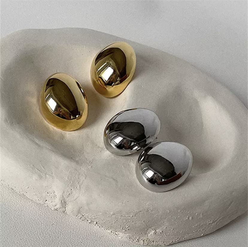 Gold & Silver Plated Statement Trendy Style Oversize Earrings (Silver)