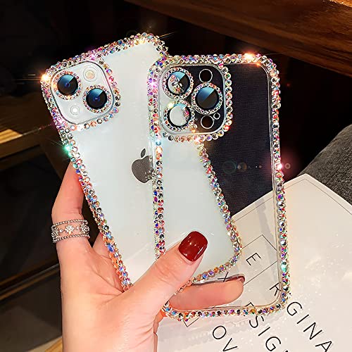 Poowear Compatible with iPhone 13 Pro Max Case Luxury Bling Rhinestone Glitter Phone Case for Women Girl 3D Diamond Silicone Clear Protective Case Cover