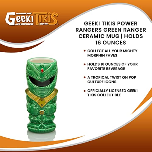 Geeki Tikis Power Rangers Green Ranger 16-Ounce Ceramic Mug | Cocktail Tumblers, Beer Mug Glassware For Liquor, Beverages, Pub Drinks, Tropical Drinkware For Home Barware Decor | Mighty Morphin Gifts