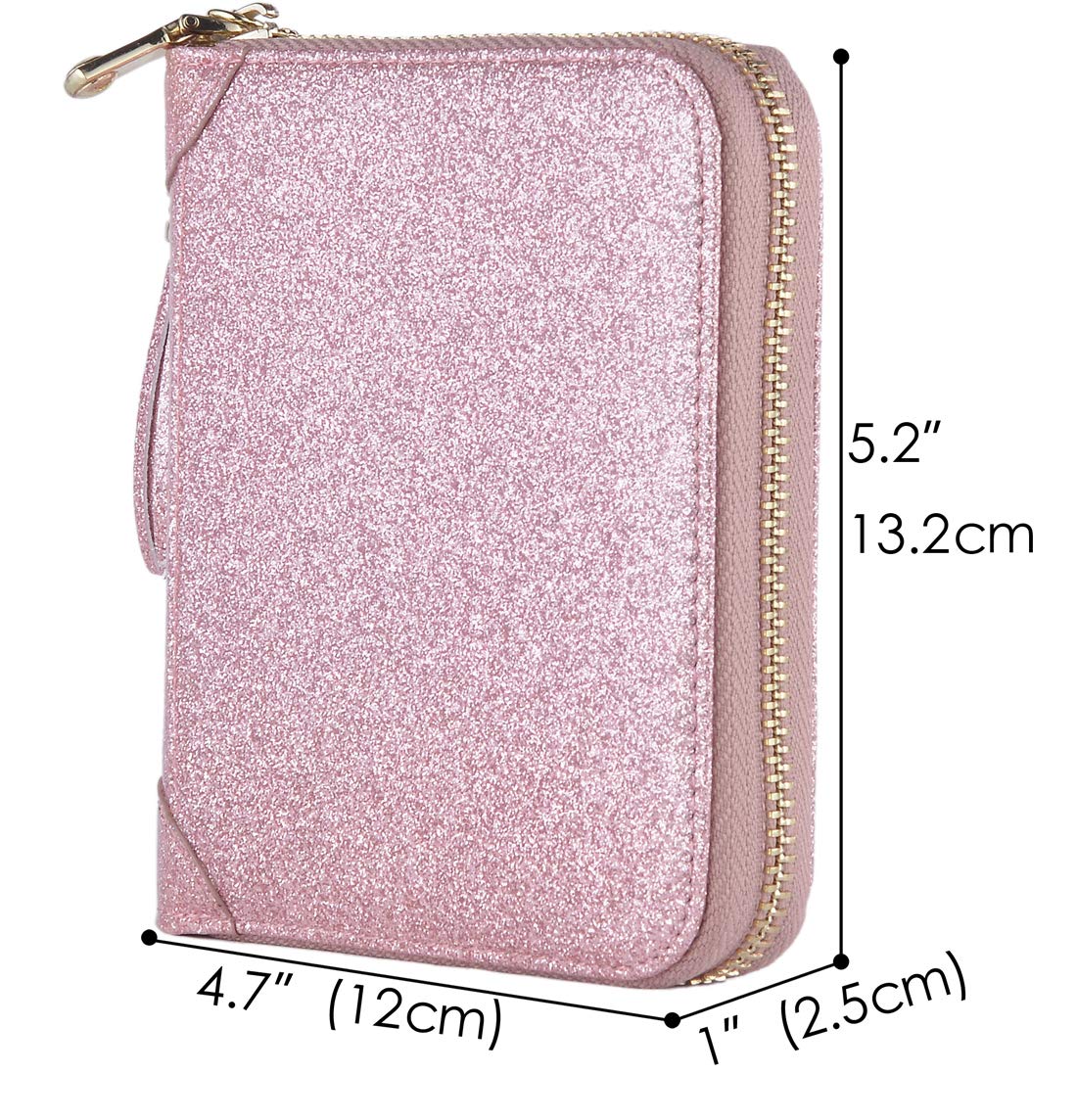 Easyoulife Womens Credit Card Holder Wallet Zip Leather Card Case RFID Blocking (Glitter Light Purple)