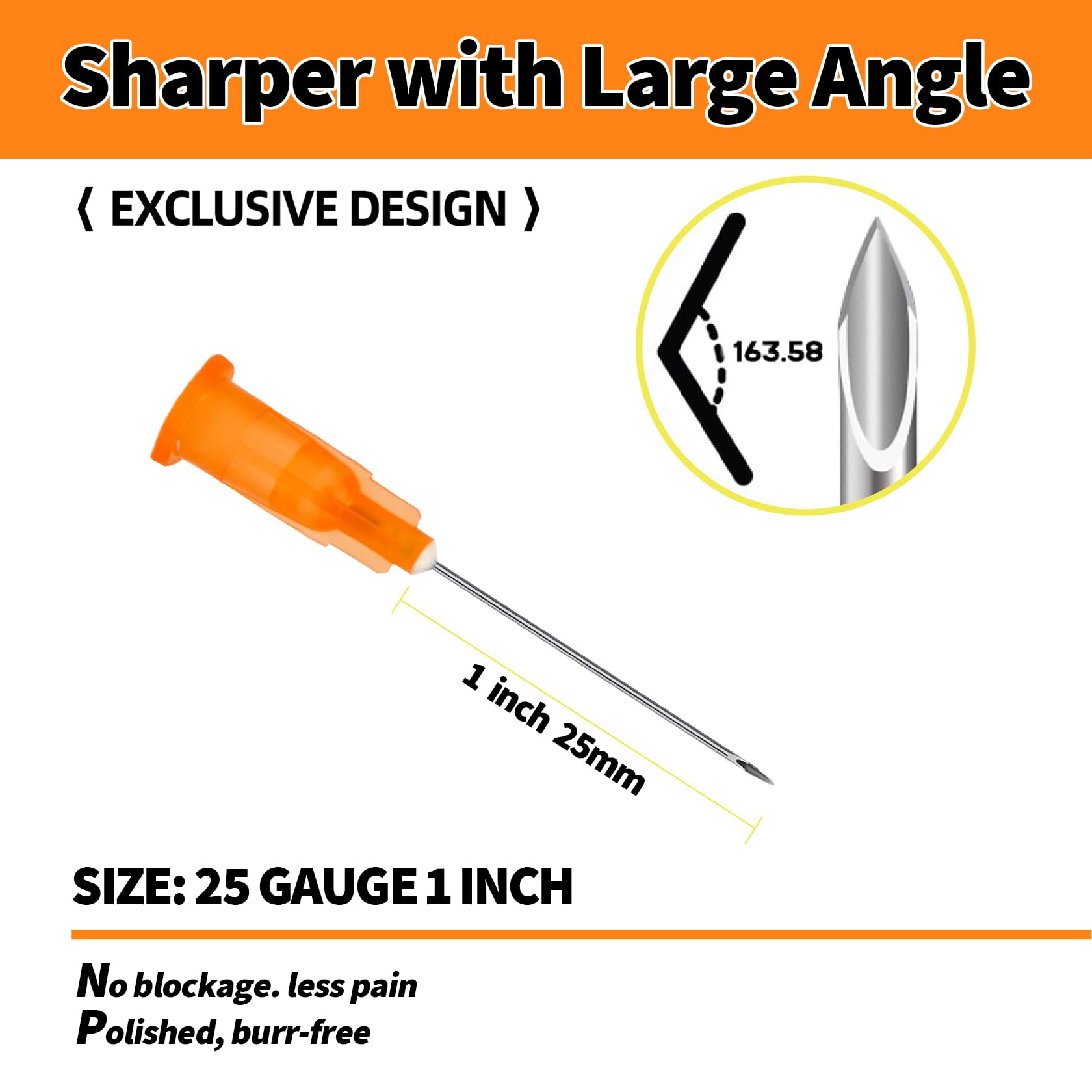 TIKAPLAS 25 Gauge 1 inch Luer Lock Dispensing Accessorie, Individual Packaged, Pack of 100