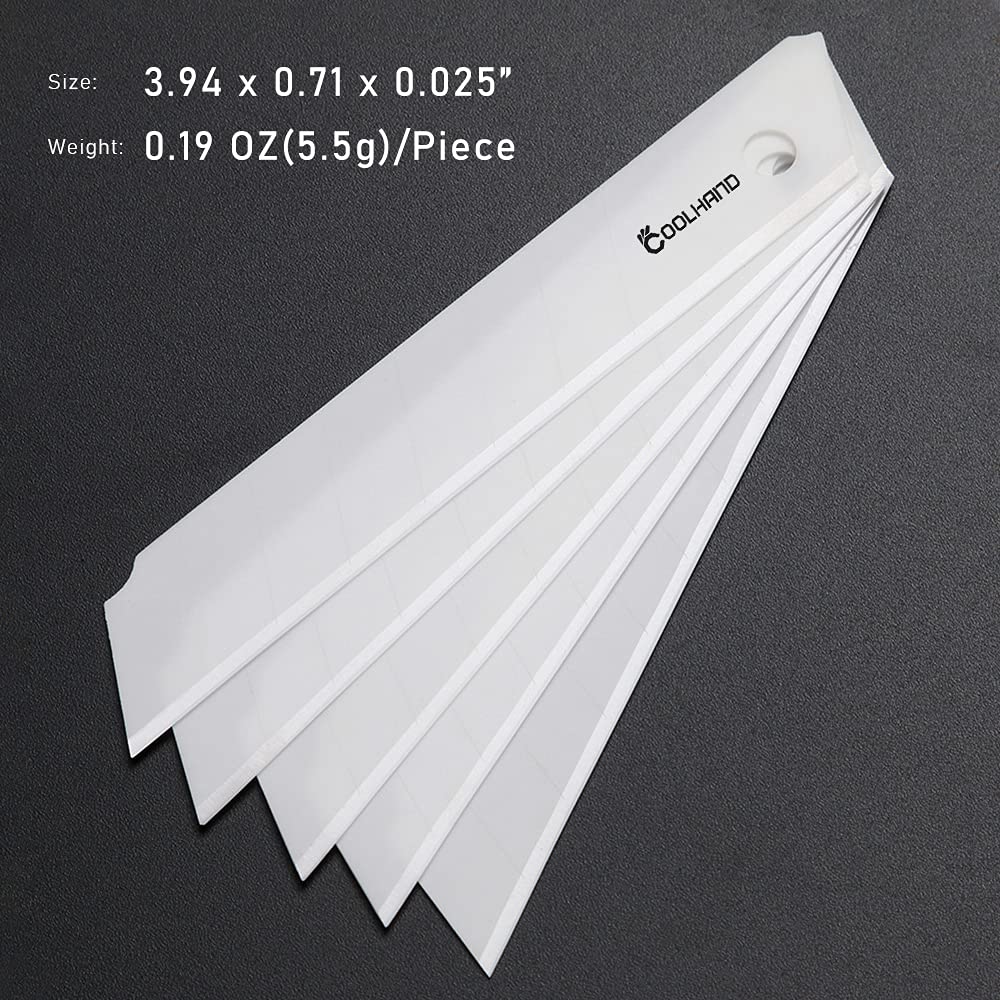 Cool Hand Snap Off Utility Knife Blades 18mm 10-Pack,Quality Zirconia Ceramic, Sharper, Replacement Blades for Box Cutter/Utility Knife, 3.94'' x 0.71'' x 0.025''