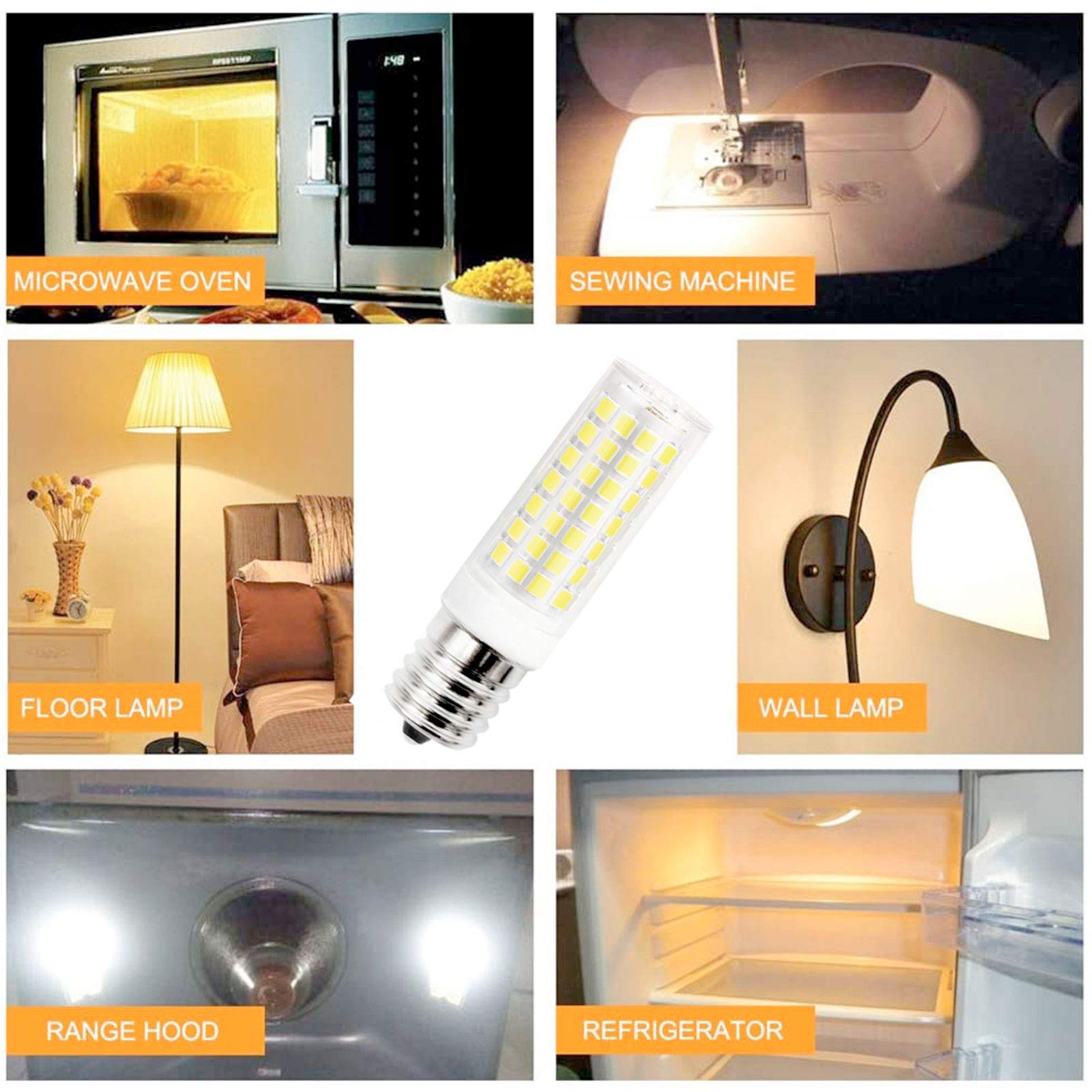 E17 Led Bulbs Microwave Oven Light Bulbs under Hood Dimmable,75 Halogen Bulb Equivalent,6000K White Daylight Stove Light Bulb, Appliance Bulbs, 7.5W led bulbs,700LM, Pack of 2 by Cartaoo