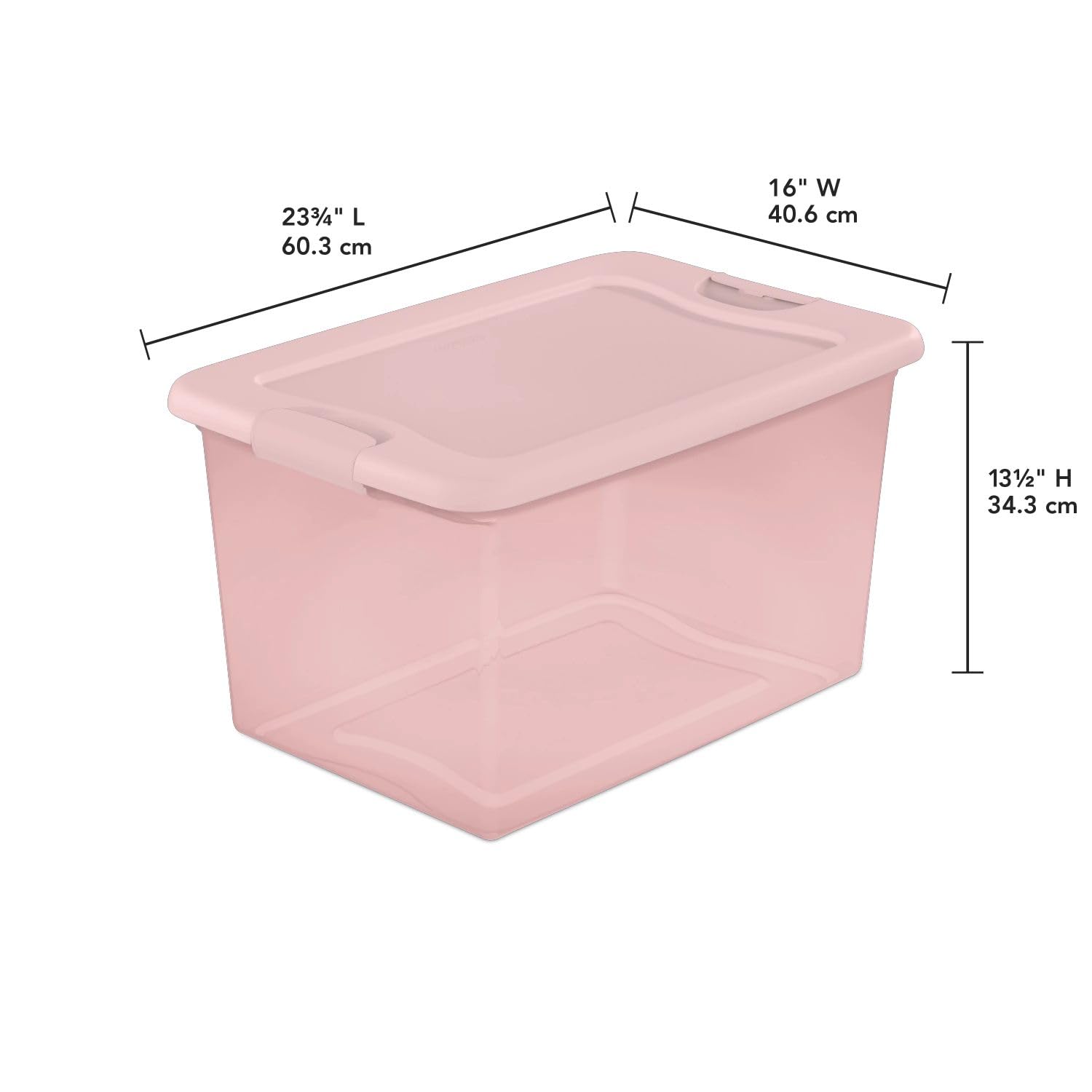 DELURA 64 Quart Latching Box Plastic, Versatile Storage Container Bin with Latching Lid, Durable Stackable Nestable Organizing Tote Tub Box, Pearl Blush Tint, Set of 6