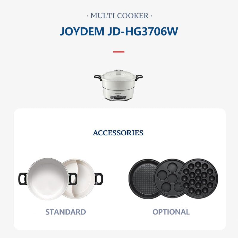 Joydeem 2 in 1 Electric Hot Pot, 3.5L Shabu Shabu Pot with Two Removable Pot, UL Listed, Ceramic Non-stick Coating, 1400W, JD-HG3706W