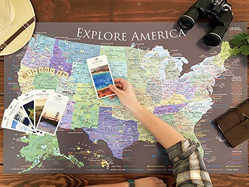 National Parks Map Poster Slate Edition (24W x 16H inches)