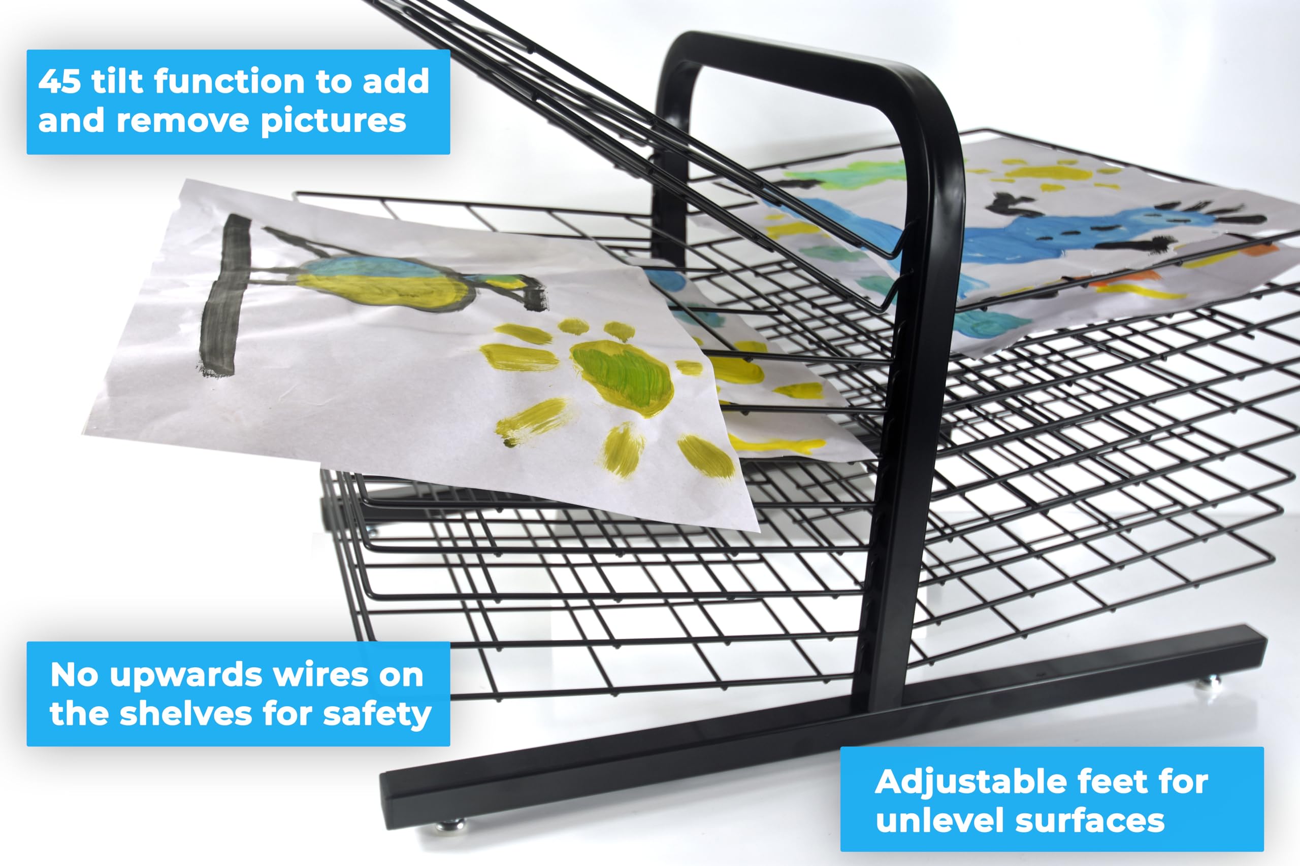 Joymaney Art Drying Rack | Mobile Metal Art Storage Rack with Removable Shelves | Art Organizer for Kids, Art Studio and Tabletop Storage, Craft Room and Desktop (20 Shelves)